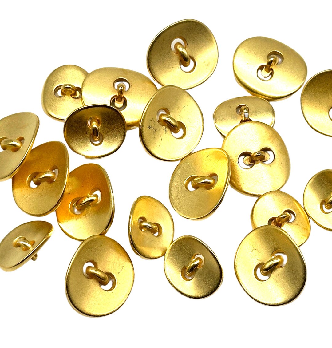 Vintage Gold Metal Shank Buttons: Oval Sewing Buttons (set of 12) - Etsy