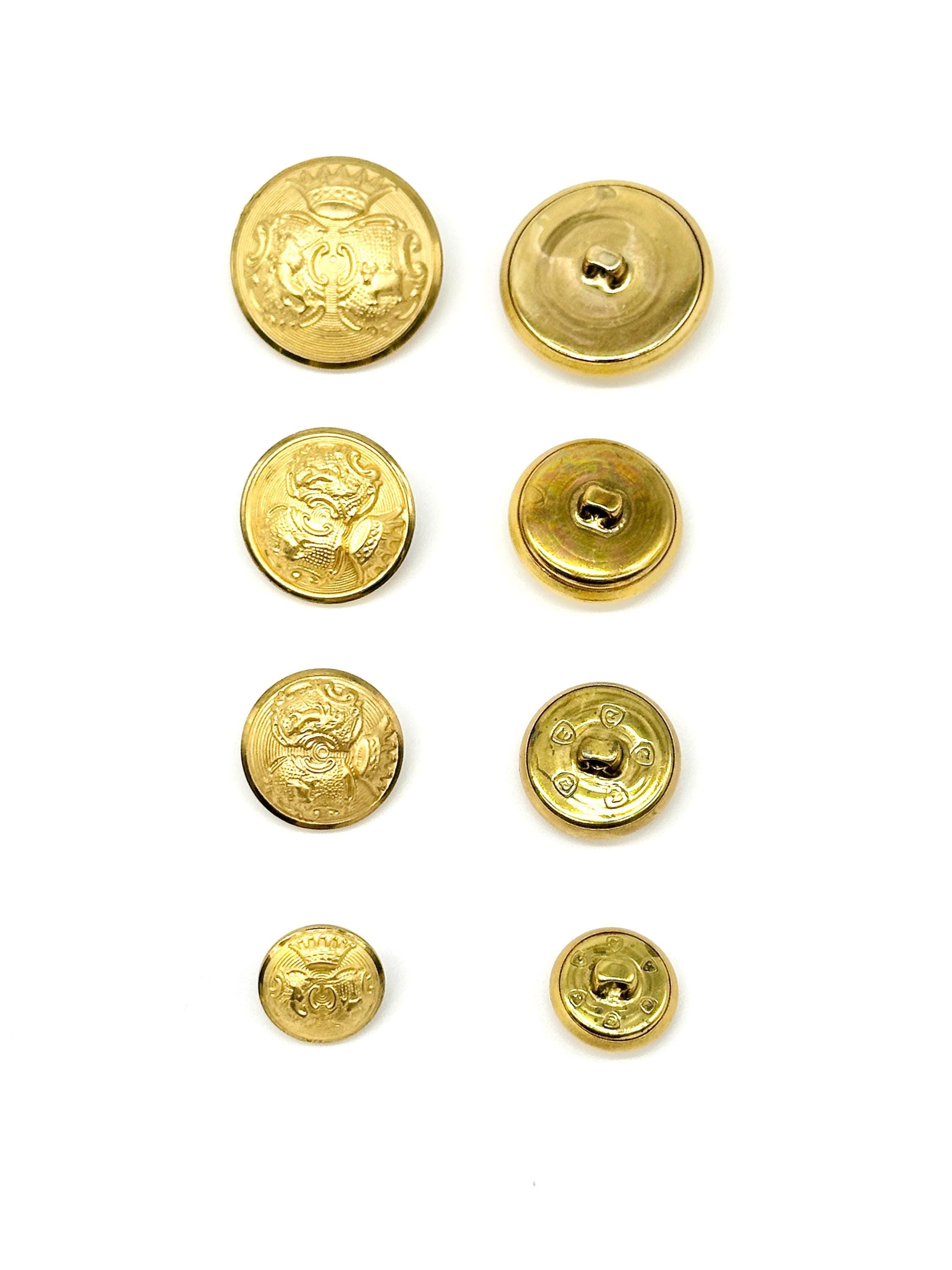 6 Vintage Gold Coat of Arms Buttons: Metal Crested Shank, 4 Sizes - Etsy