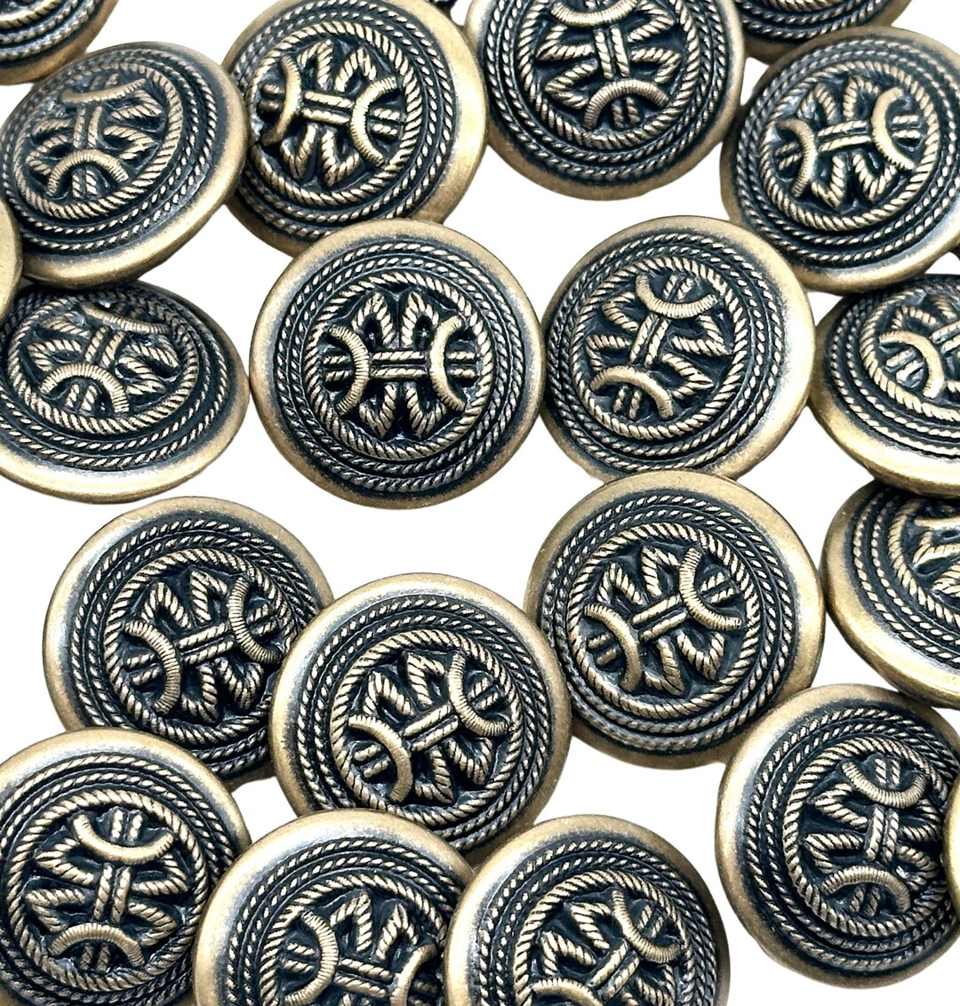 12 Pcs Vintage Art Deco Shank Buttons Antique Brass Metal | Decorative ...