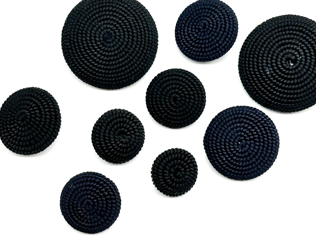 Vintage Braided Shank Buttons: Black or Navy, Set of 6 - Etsy