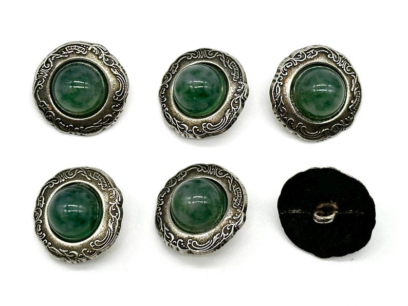 Vintage Glass Cabochon Shank Buttons: Antique Gold/silver, Italian ...