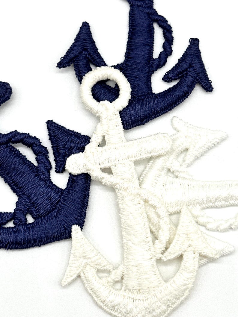 Vintage Marine Anchor Embroidered Patches: Navy & White, Set of 2 - Etsy