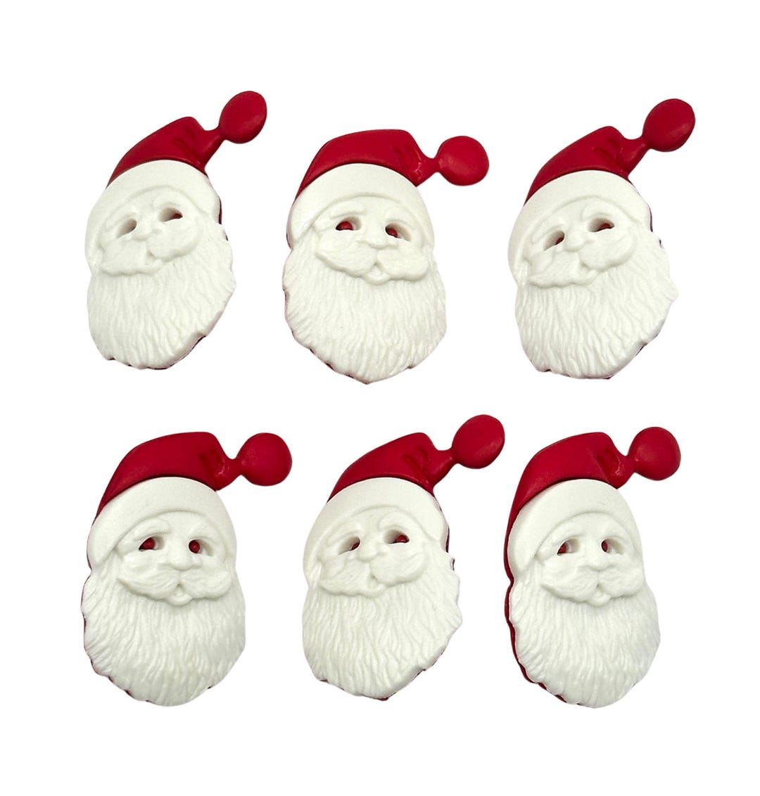 Vintage Santa Claus Shank Buttons: Red & White Novelty Sewing Supplies ...