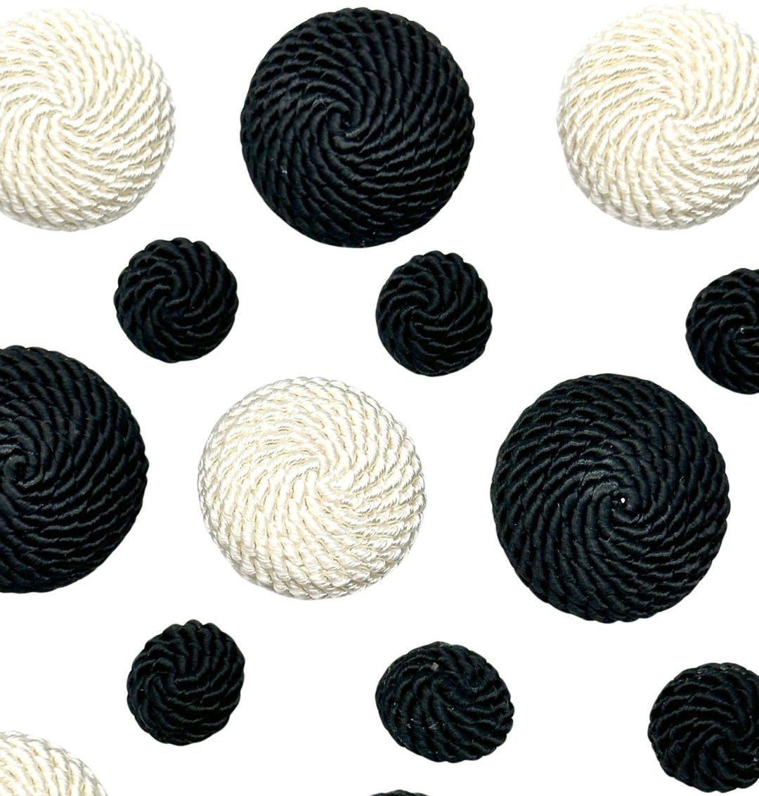 Vintage Braided Shank Buttons: Black & White Sewing Embellishments (set ...