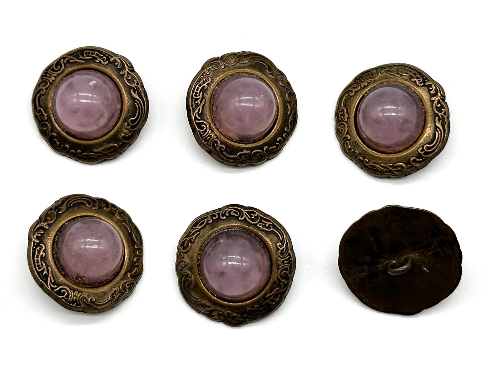 Vintage Glass Cabochon Shank Buttons: Antique Gold/silver, Italian ...
