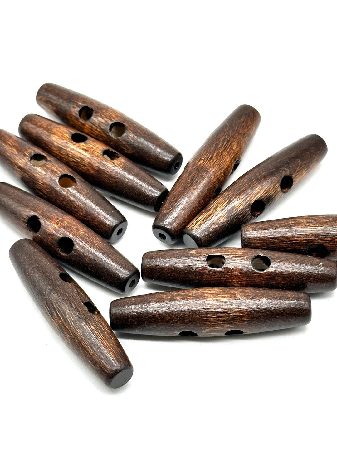 Vintage Brown Wooden Toggle Buttons: 50mm Rustic Coat Closures (set of ...