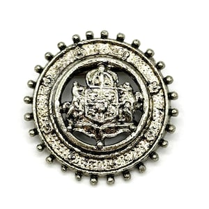 Vintage Royal Coat of Arms Brooch Pins: Antique Silver Sewing Buttons ...