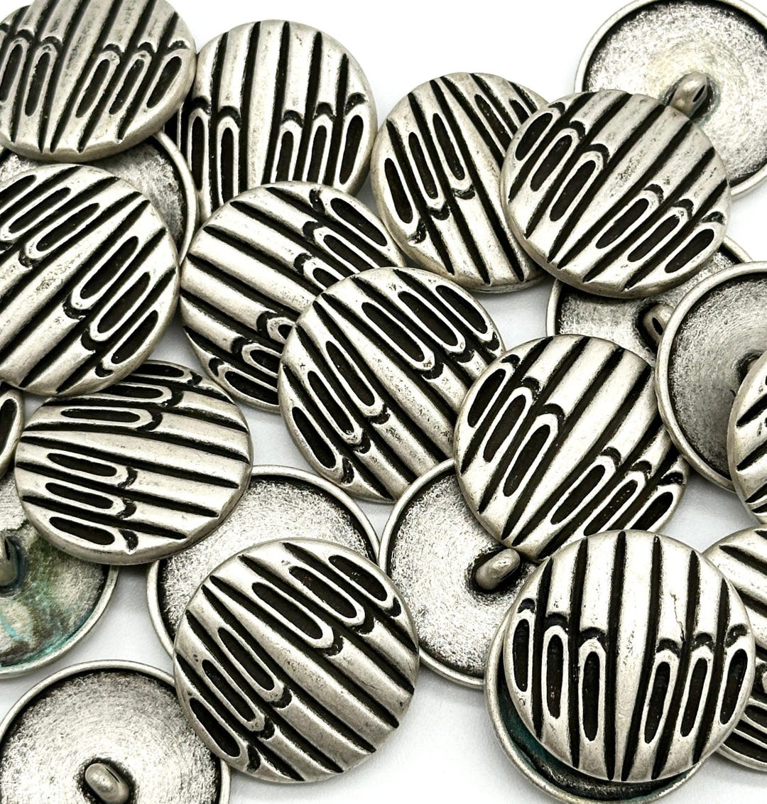 12 Pcs Art Deco Vintage Solid Metal Shank Buttons 2 Colors & Multiple ...
