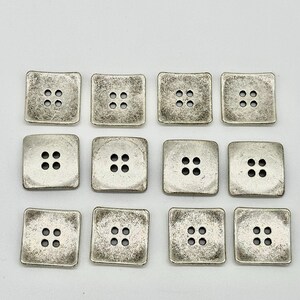 12 Vintage Square Metal Buttons: Antique Silver/brass, 4-hole - Etsy