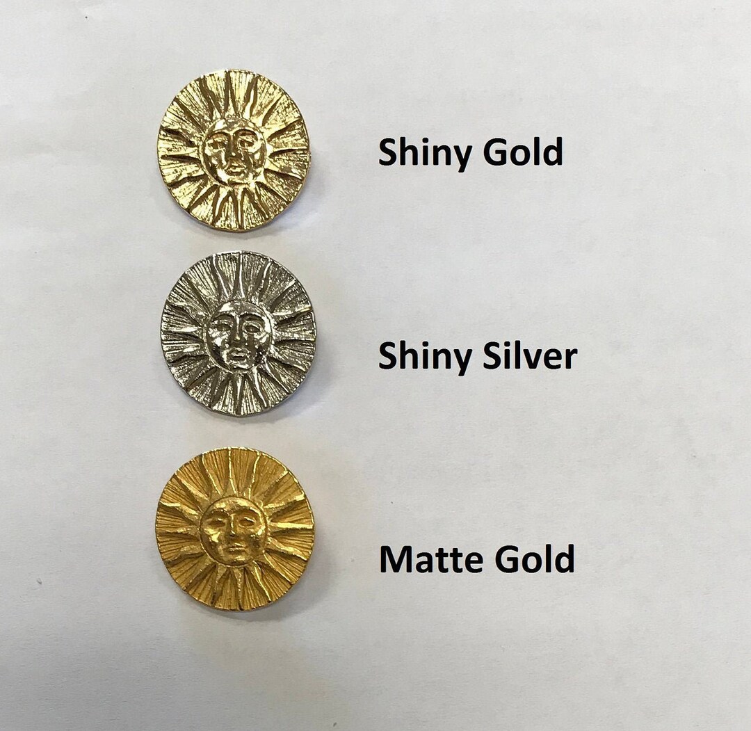 6 Buttons1 Package Vintage sun Face With Rays Metal Shank Buttons K2882 ...