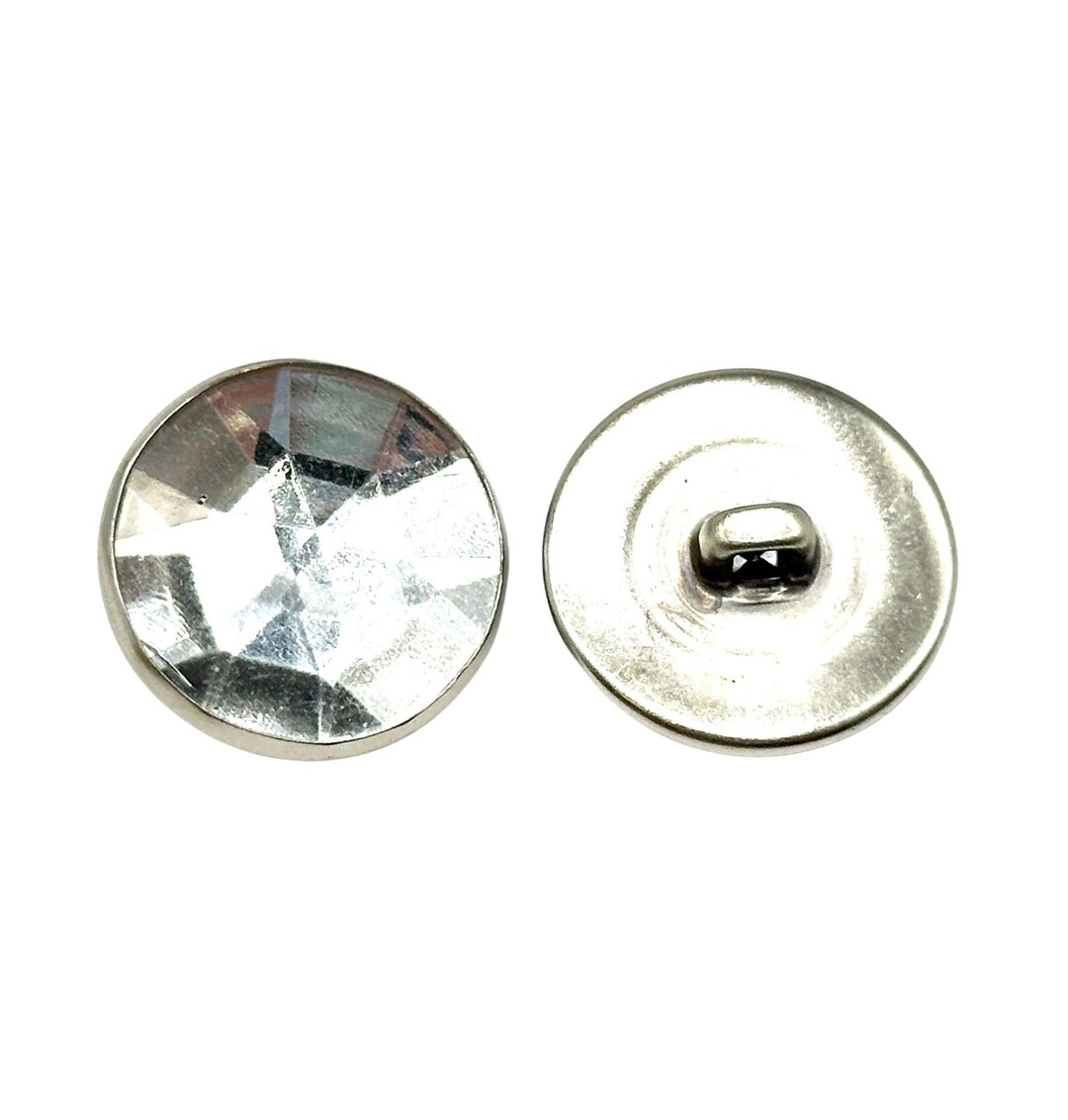 Vintage Faceted Diamond Shank Buttons: Silver Rim, 20mm (set of 12) - Etsy