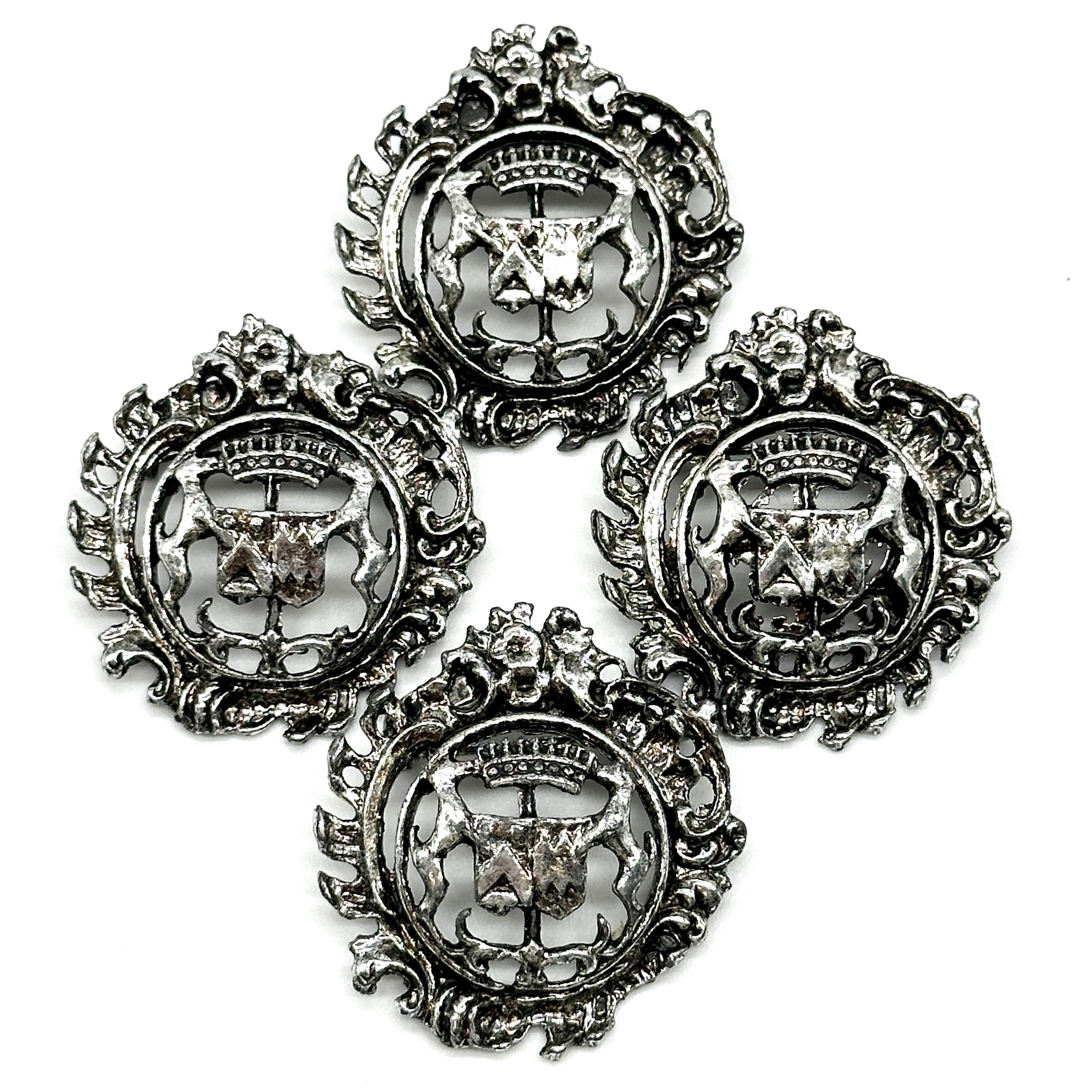 2 Vintage Royal Coat of Arms Pins: Antique Silver Sewing Buttons - Etsy