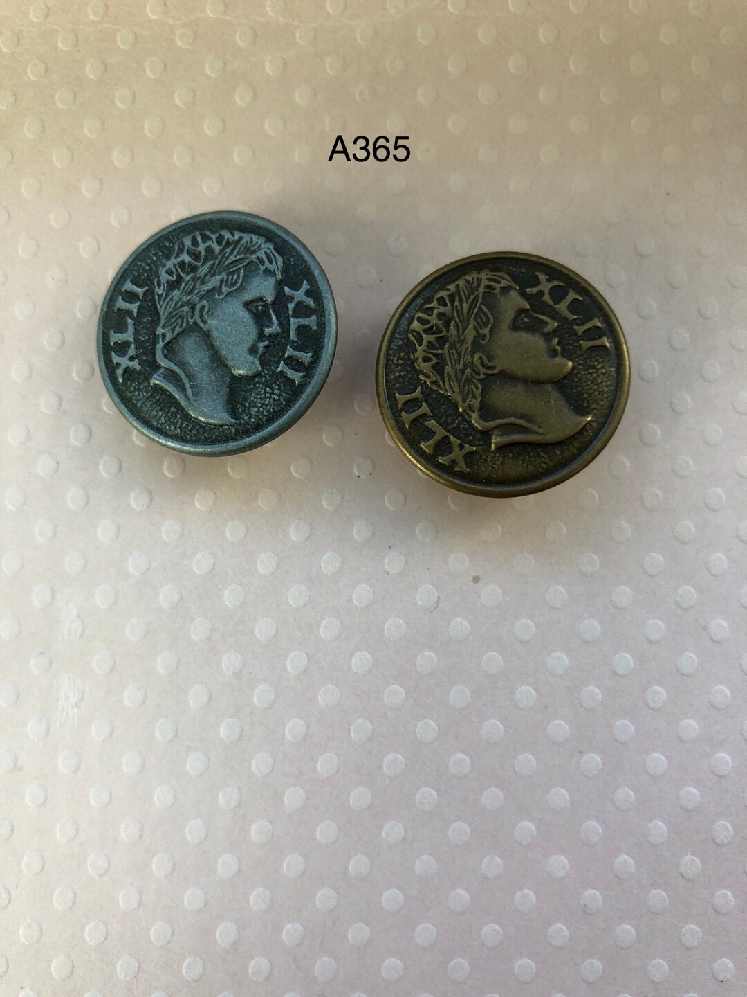 One Package 12 Buttonsroman Coin Patterned Dutch Silver or Dutch Gold ...