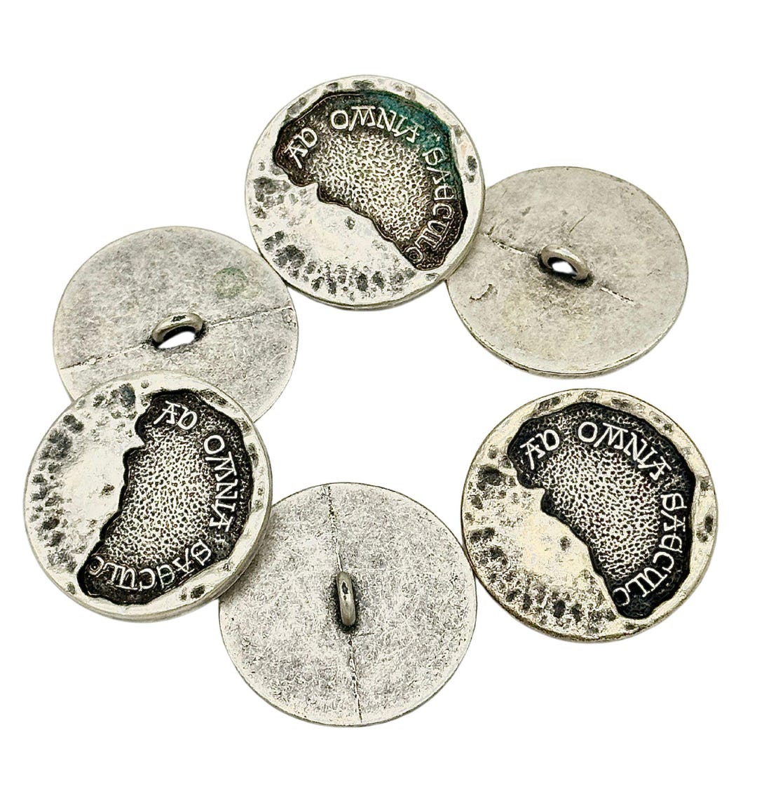 Vintage Roman Coin Buttons: Antique Silver Sewing Supplies (set of 12 ...