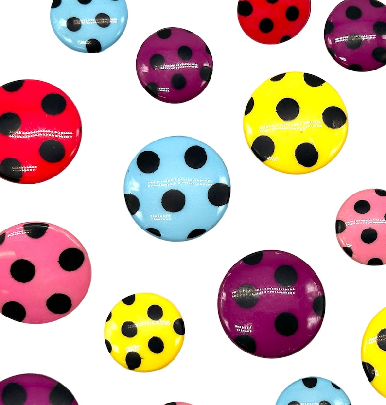 12 Pcs Vintage Polka Dot Buttons: Colorful Sewing Craft Supplies - Etsy