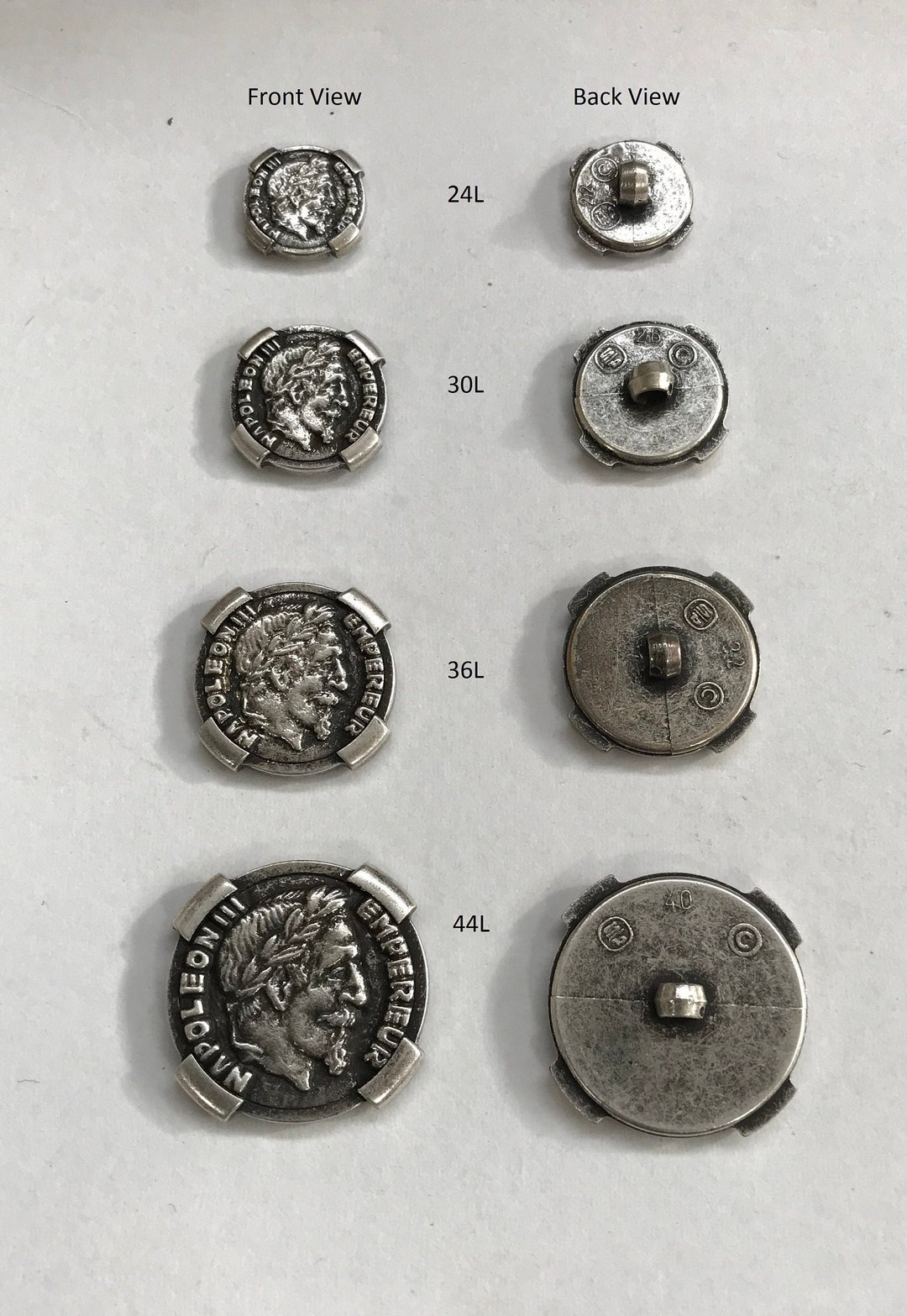 6 Buttons 1 Package Vintage napoleon Emperor Coin Color is Antique ...