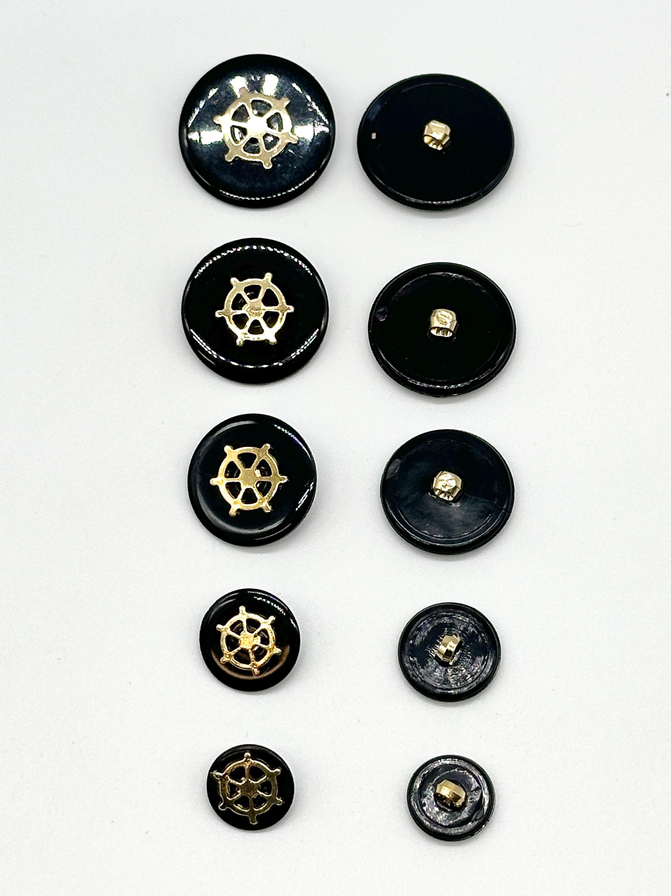12 Vintage Sailor Wheel Buttons: Gold Plated Nautical Sewing Supplies ...