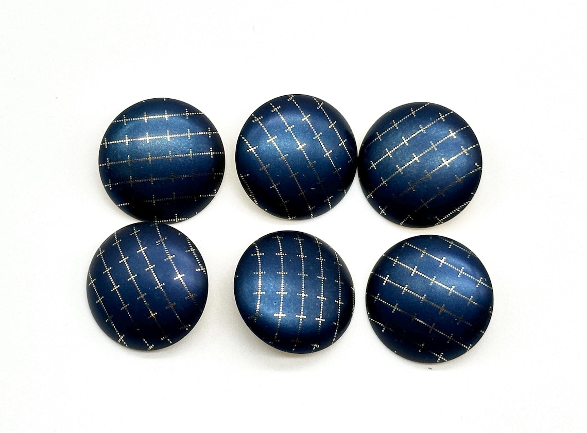 Vintage Navy & Gold Metal Shank Buttons: Laser Design, Set of 12 - Etsy