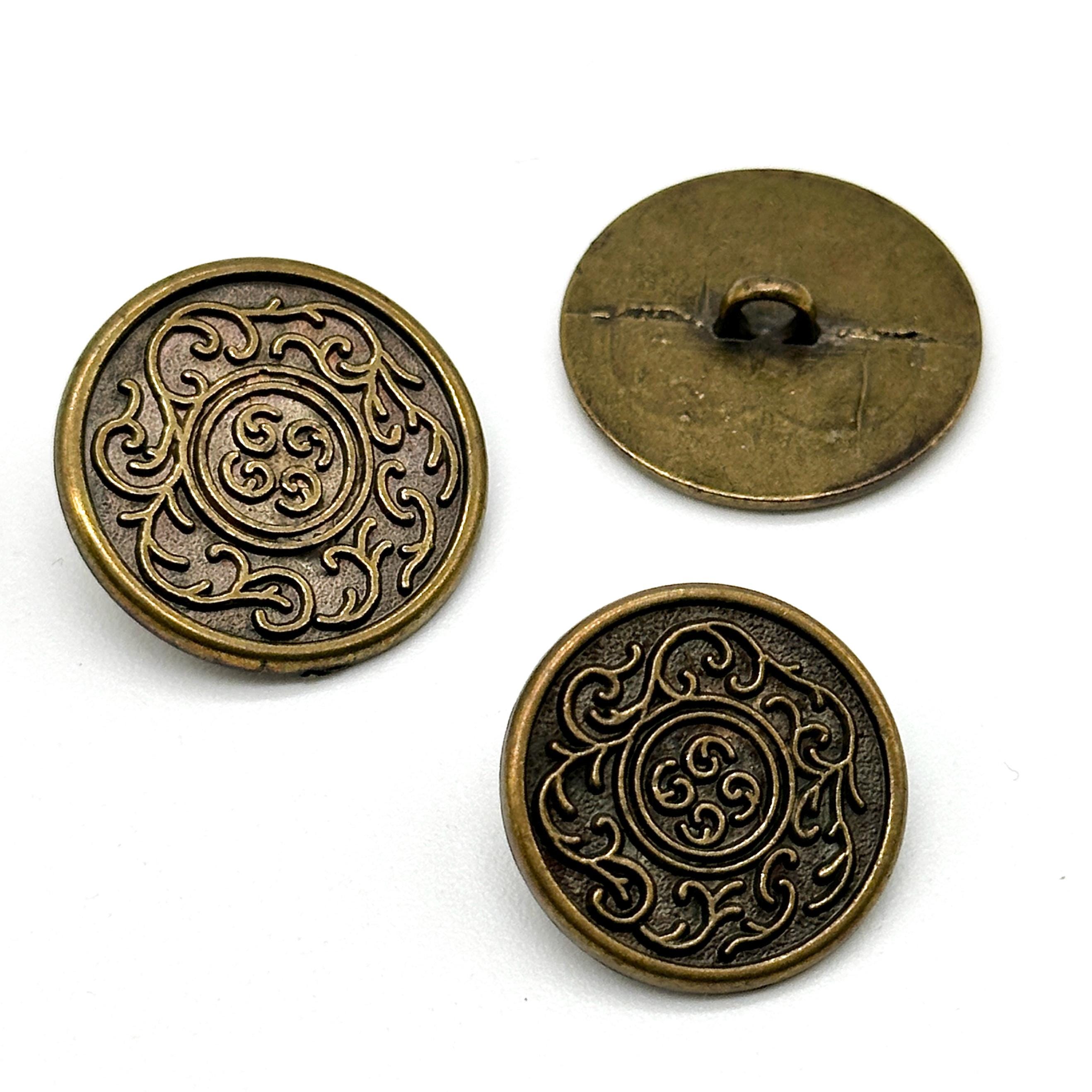 12 Pcs Vintage Antique Brass Shank Buttons: Renaissance Design - Etsy