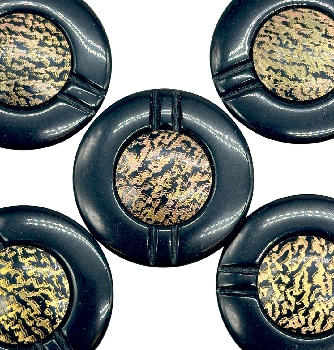 12 Pcs Vintage Black & Gold Snake Skin Shank Buttons | Decorative ...