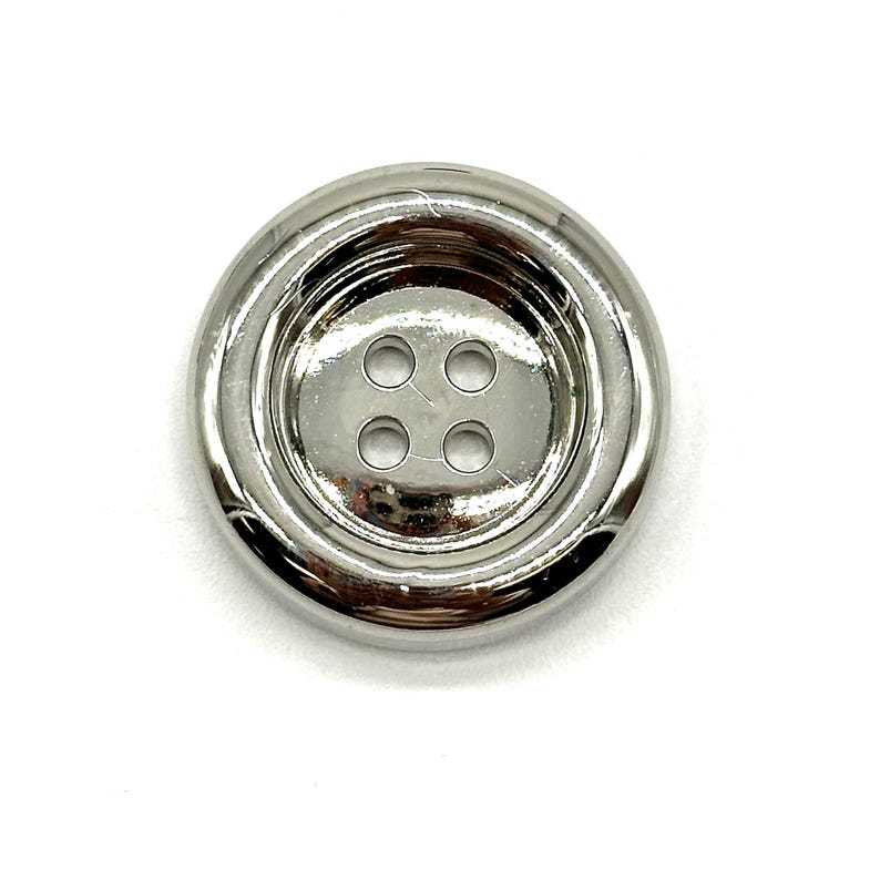 12 Pcs Vintage Silver & Gunmetal Buttons: Shiny Rim, 4-hole Sewing ...