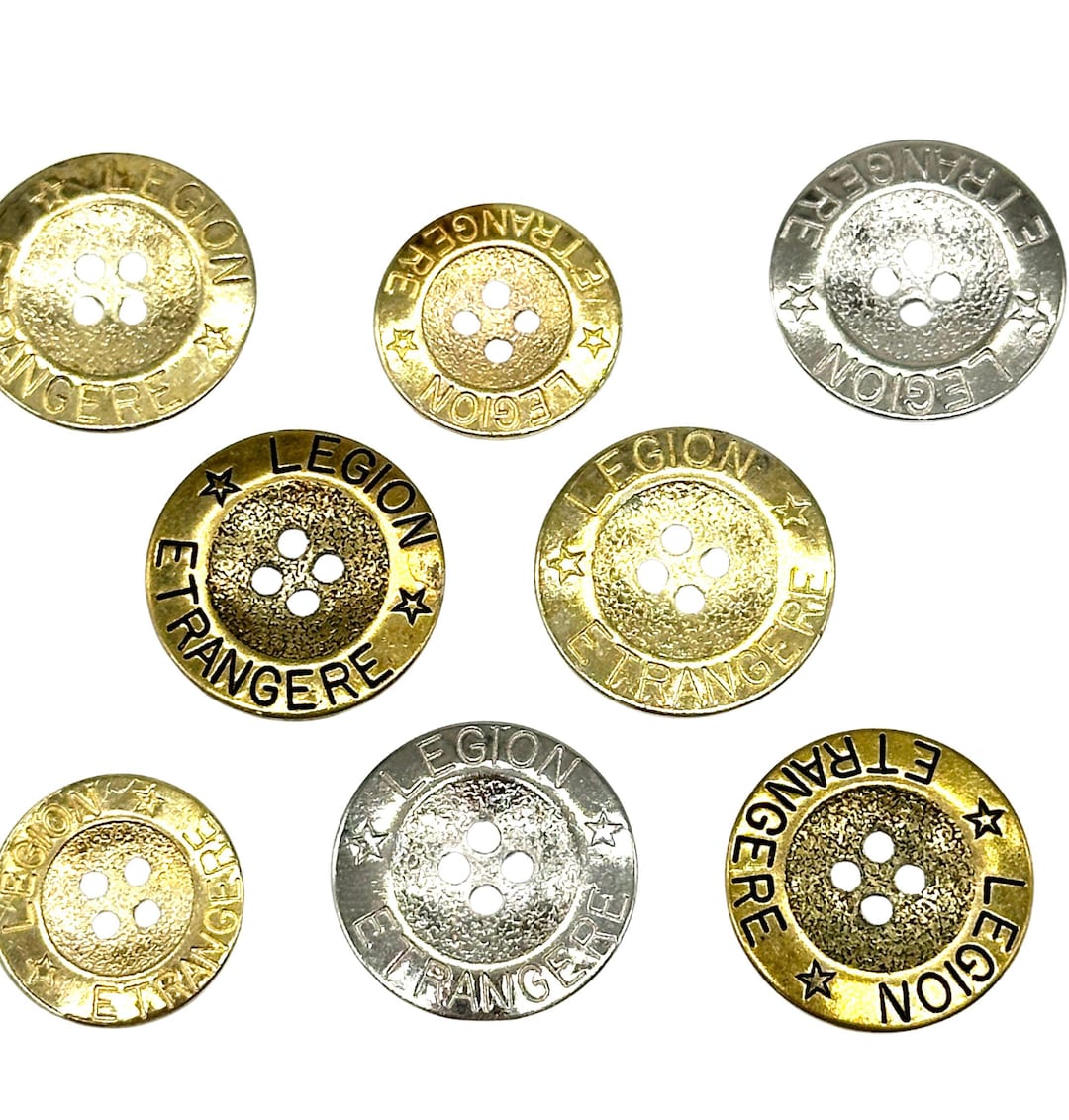 12 Vintage "legion Etrangere" Metal Buttons: Antique Gold & Silver ...