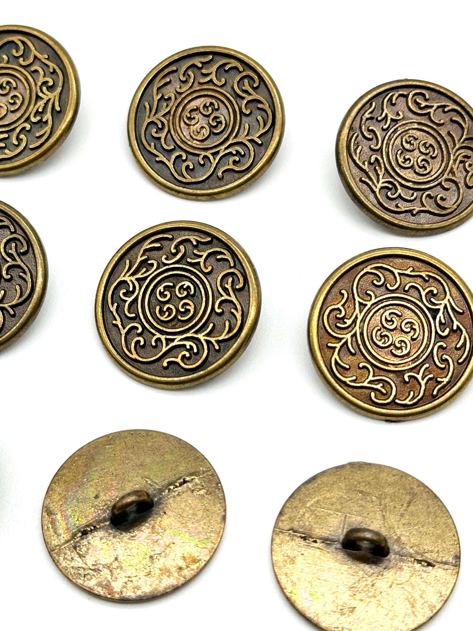12 Pcs Vintage Antique Brass Shank Buttons: Renaissance Design - Etsy