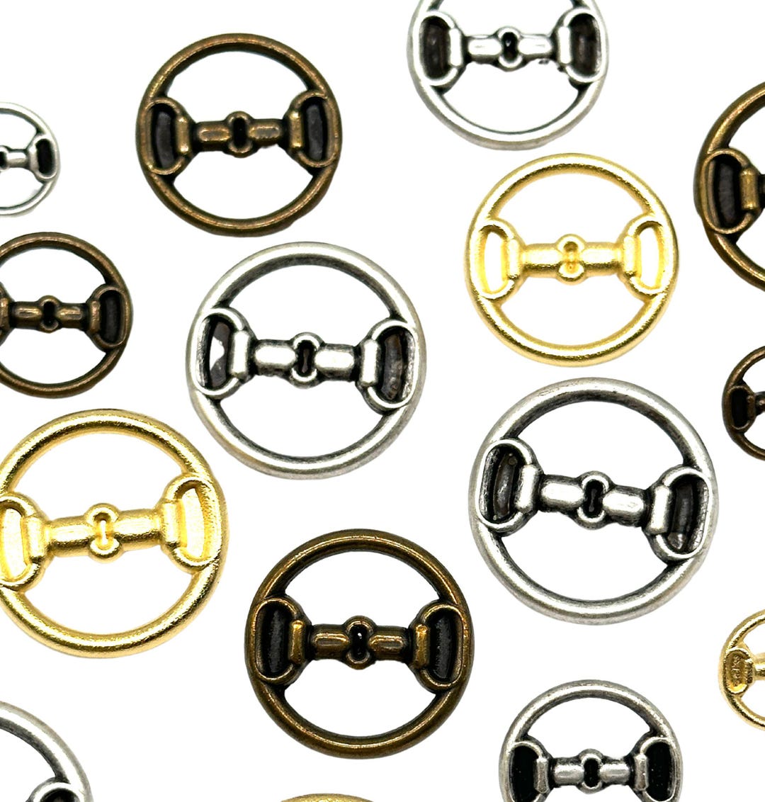 Vintage Equestrian Bit Shank Buttons: Gold, Silver, Brass - Set of 12 ...