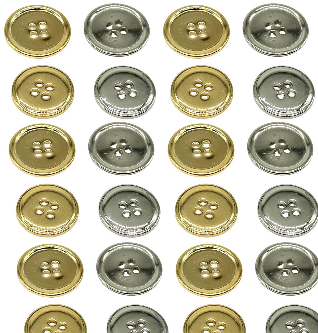 6 Pcs Vintage Hand Polished Blazer Buttons - Metal 4-hole, 2 Colors ...