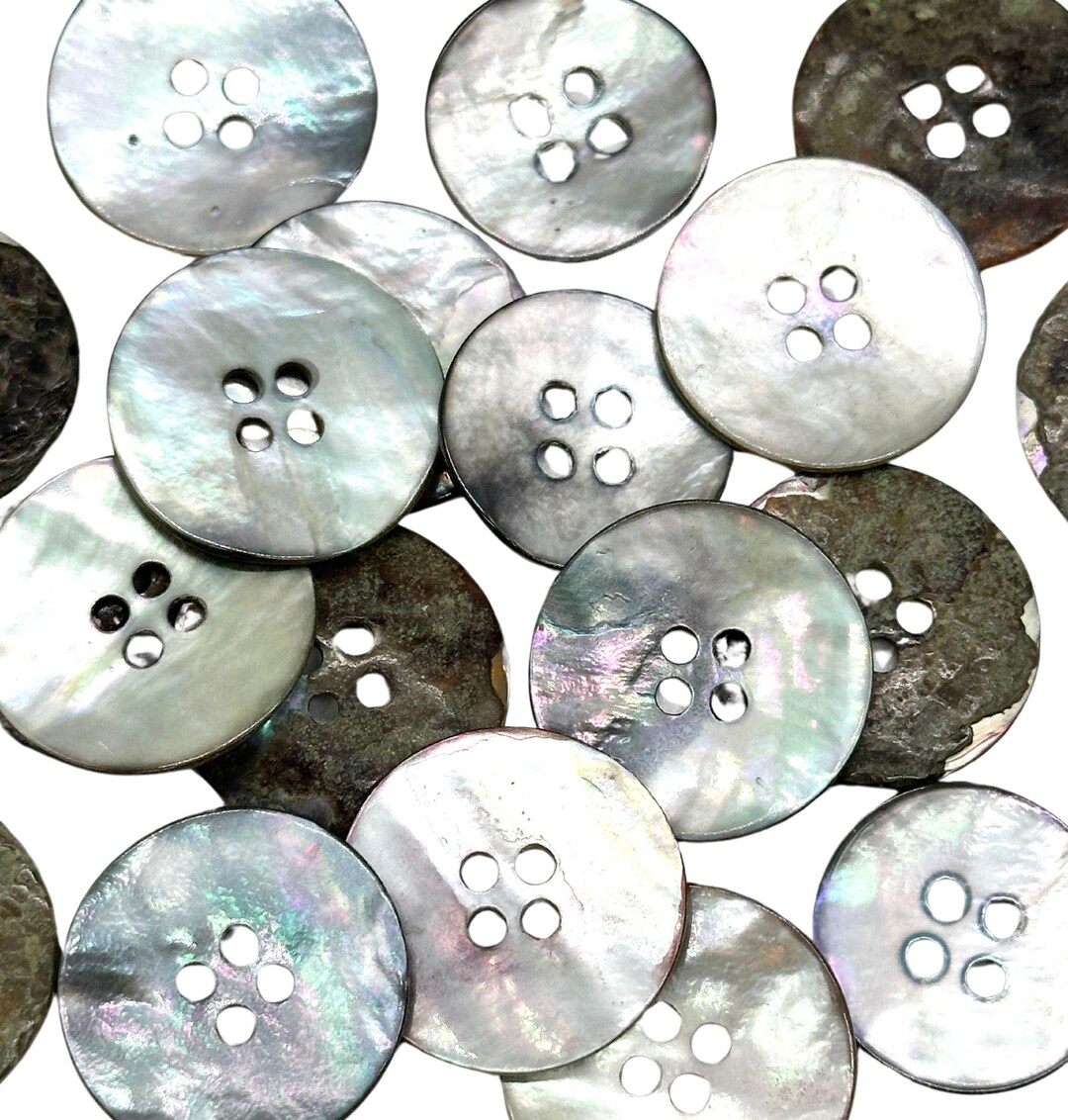 12 Pcs Vintage 4-hole Agoya Shell Buttons Pearl or Smoke | Decorative ...
