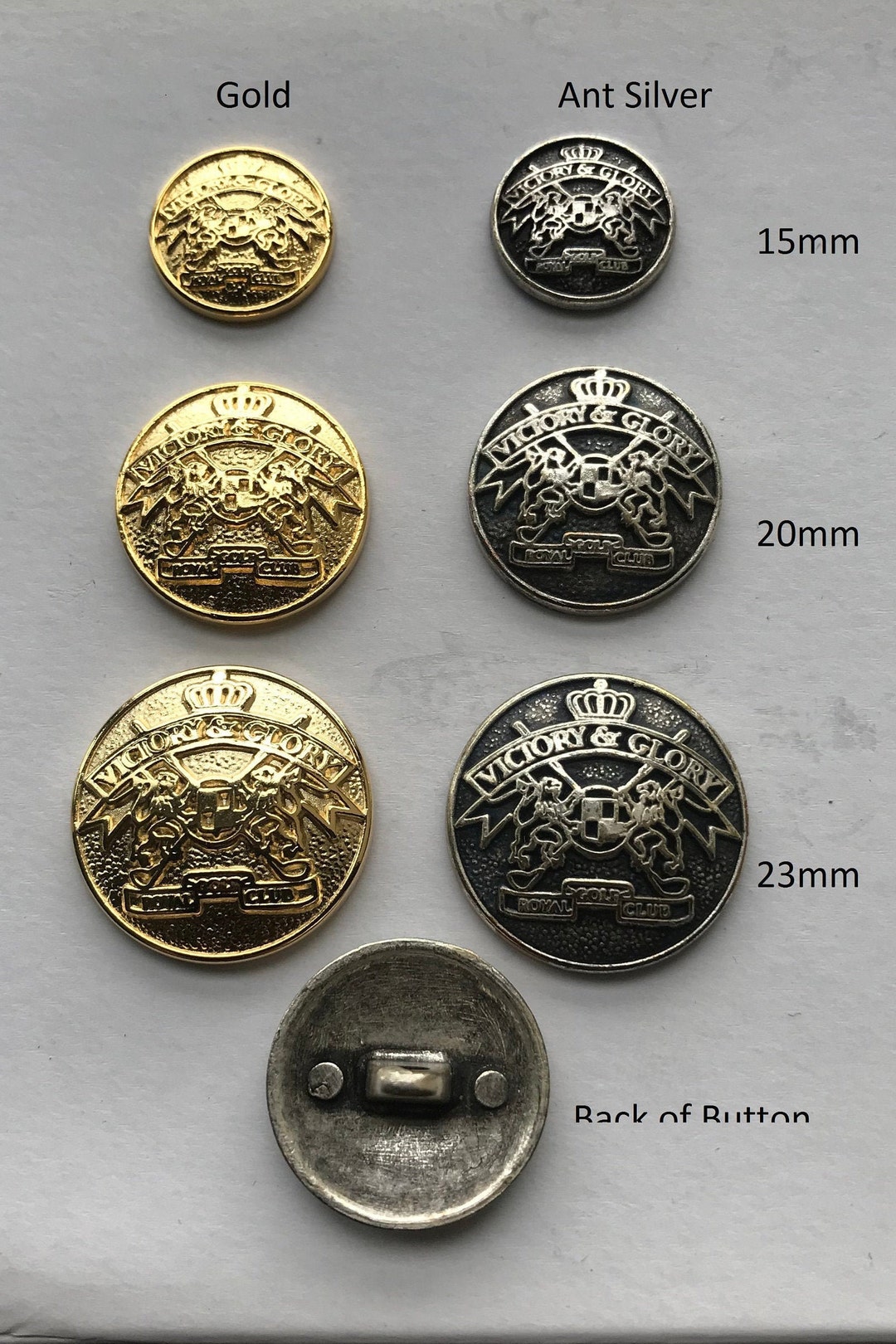 One Package 12 Buttons Vintage victory & Glory Royal Golf Club Metal ...
