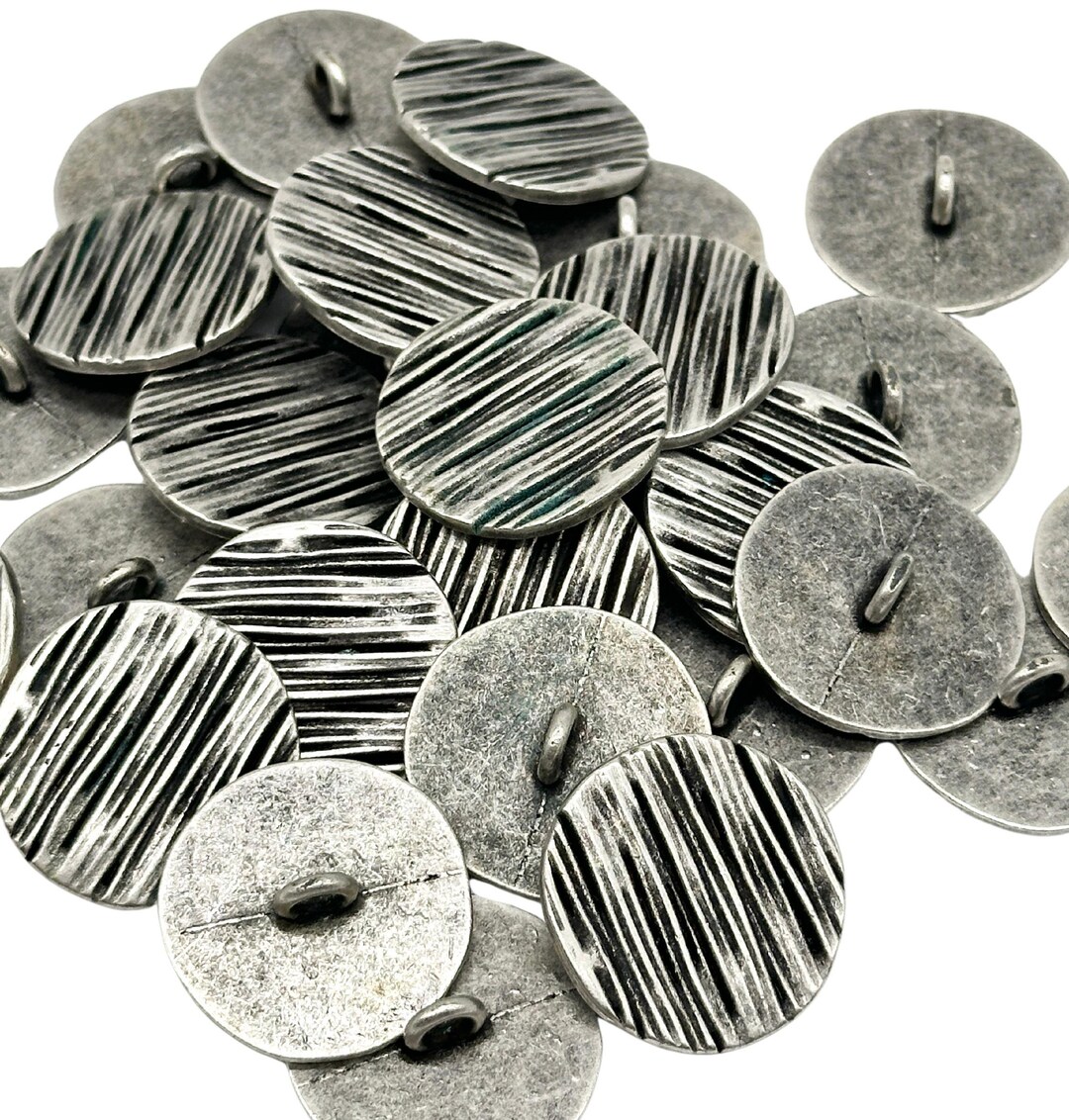 Vintage Metal Shank Buttons: Silver & Gold Lines Design, Set of 12 - Etsy