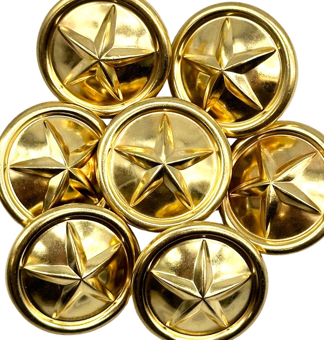 12 Pcs Vintage Military Star Shank Buttons - Gold or Silver, Multiple ...