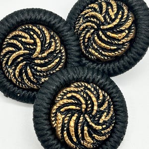 Set of 3 Vintage Black and Gold Braided Shank Buttons | Antique ...