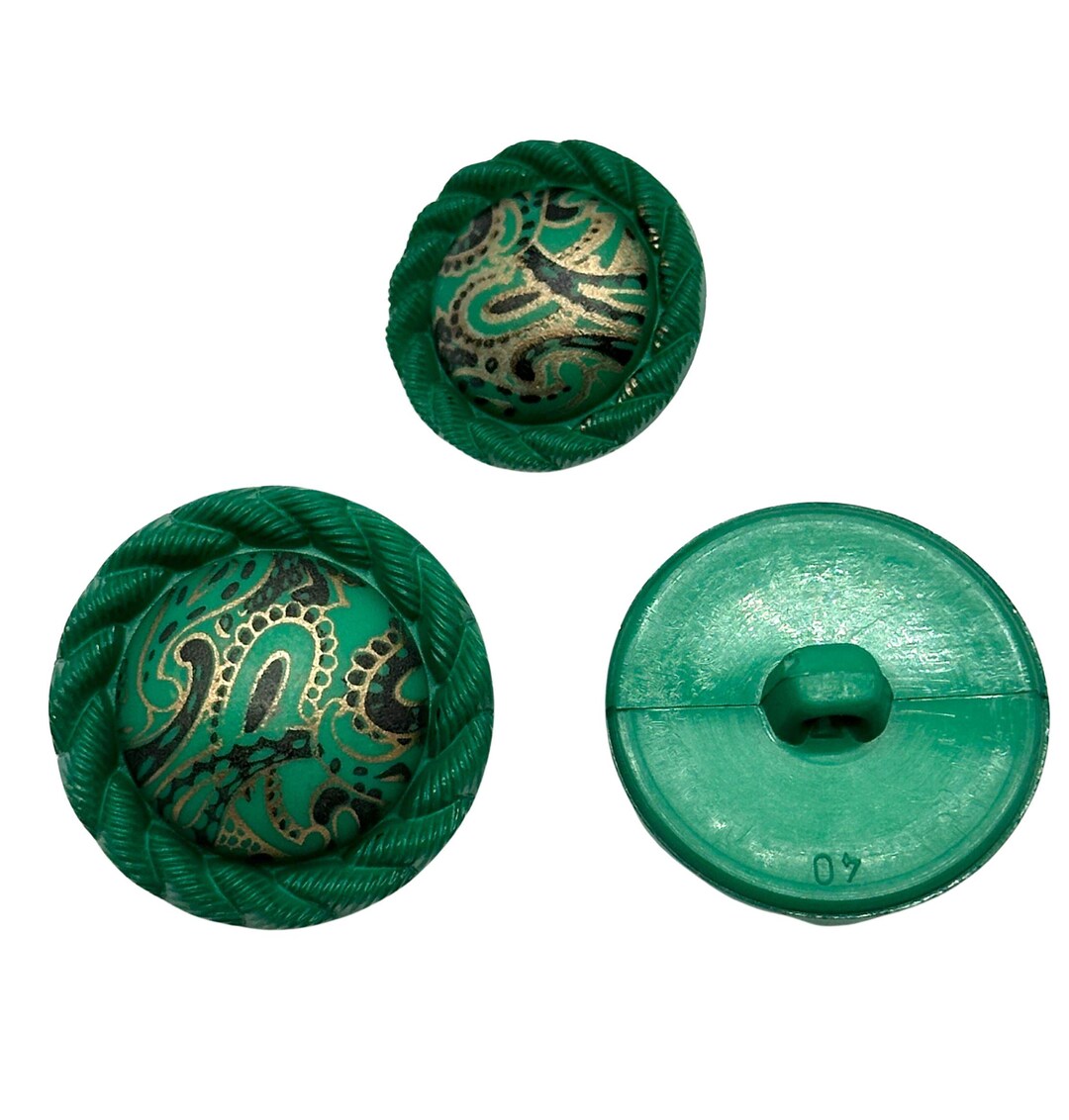 12 Pcs Vintage Paisley Pattern Shank Buttons - Rope Rim, 5 Colors, 2 ...