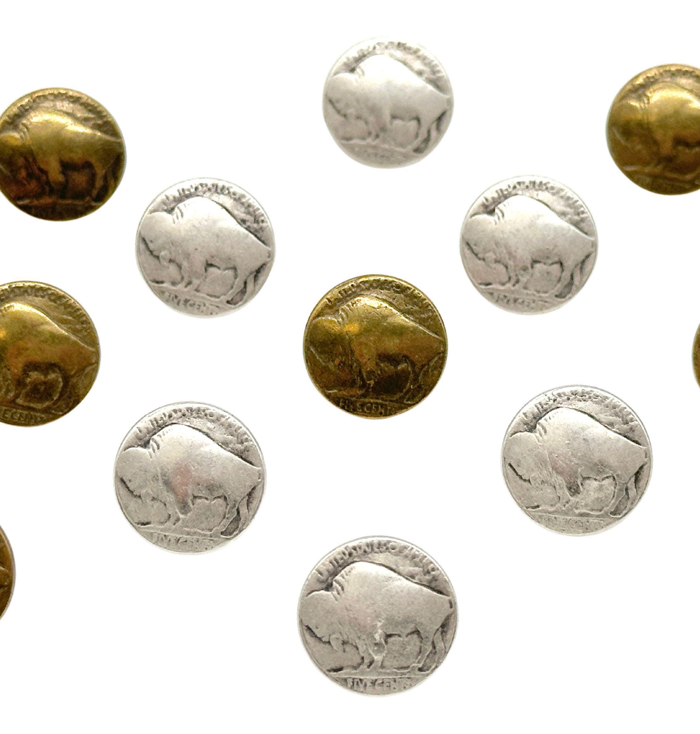 Vintage Buffalo Nickel Buttons: Antique Silver/brass, 15mm I227 (set of ...