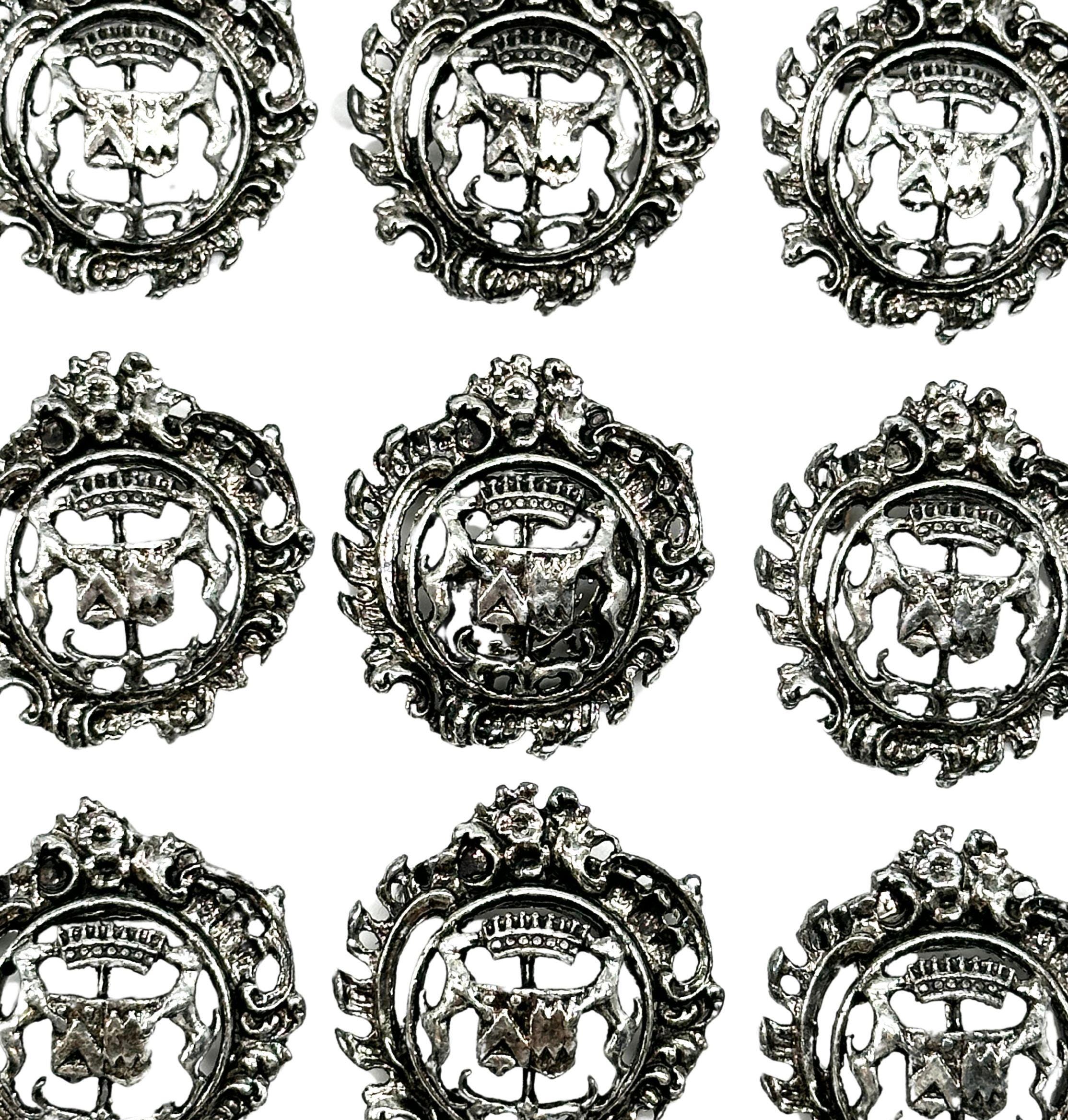 2 Vintage Royal Coat of Arms Pins: Antique Silver Sewing Buttons - Etsy