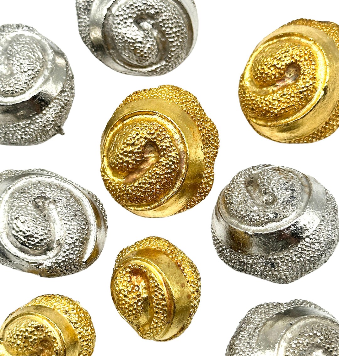 12 Pcs Vintage Art Deco Metal Shank Buttons for Sewing, Gold or Silver ...