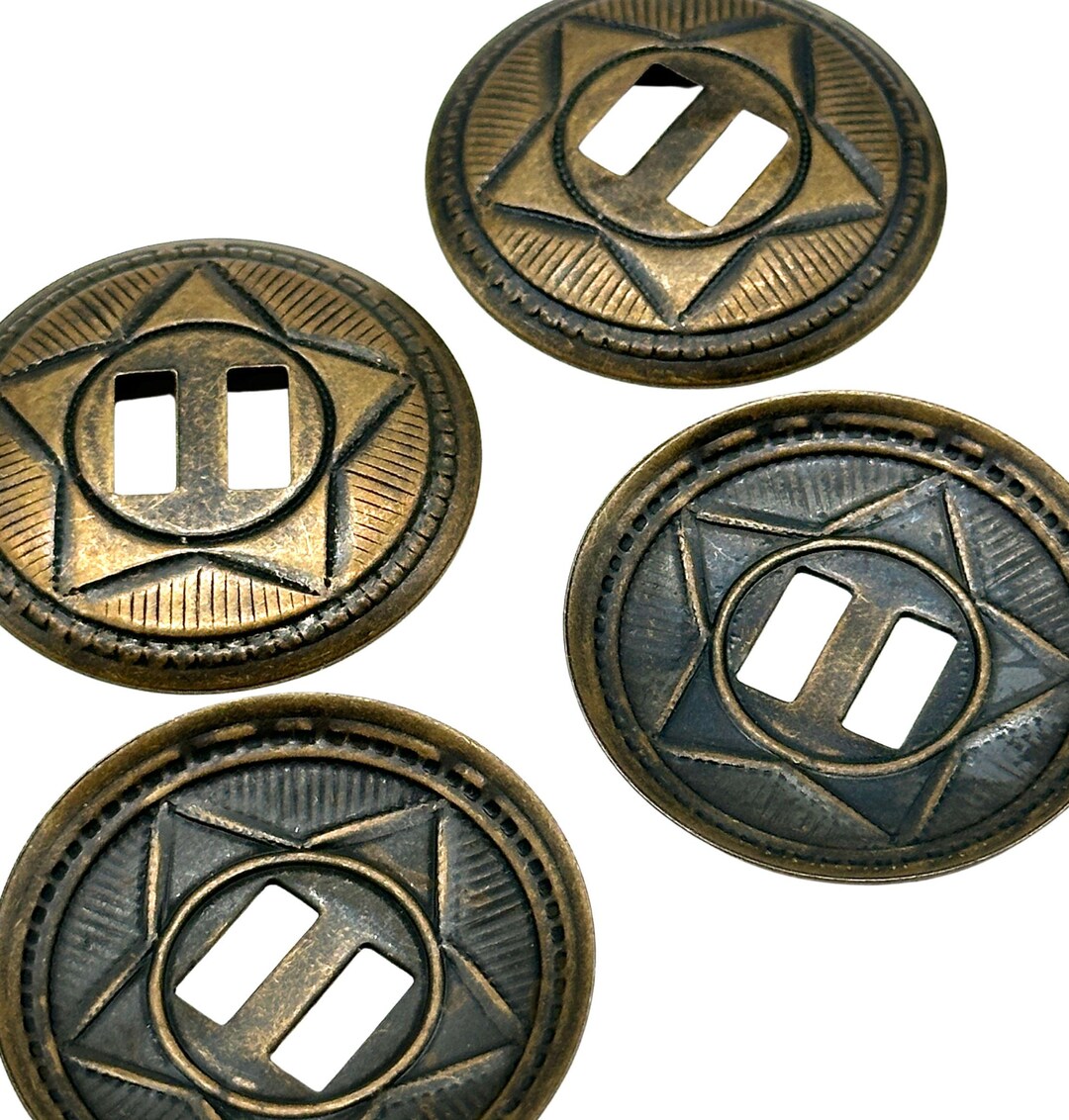 Vintage Slotted Concho Metal Buttons Set of 3 Decorative Shank Buttons ...
