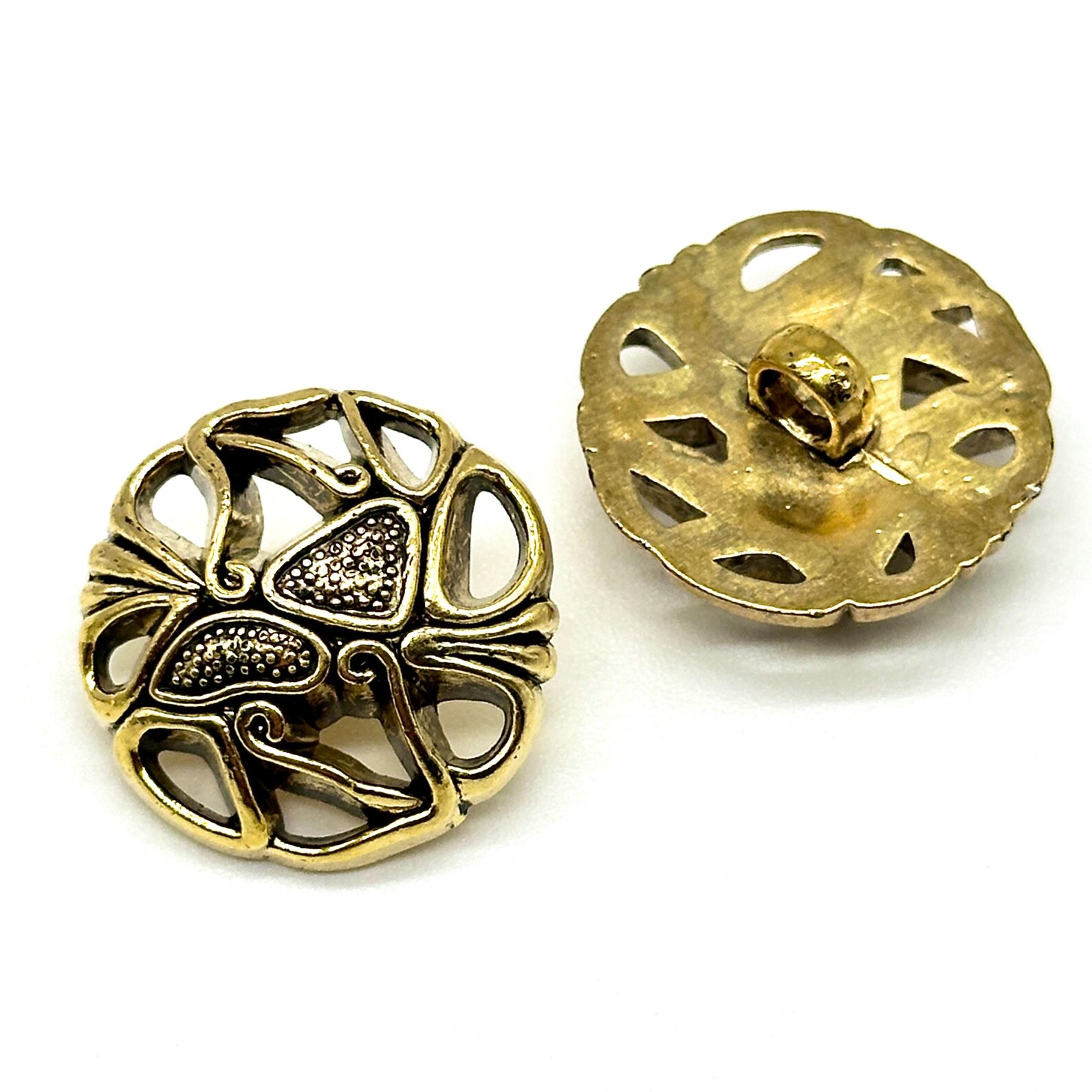 Vintage Art Deco Filigree Shank Buttons: Antique Gold & Silver (set of ...