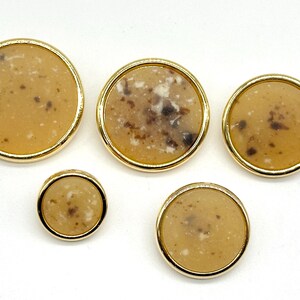 12 Vintage Gold Frame Shank Buttons: Natural Domed Inserts, Made in ...