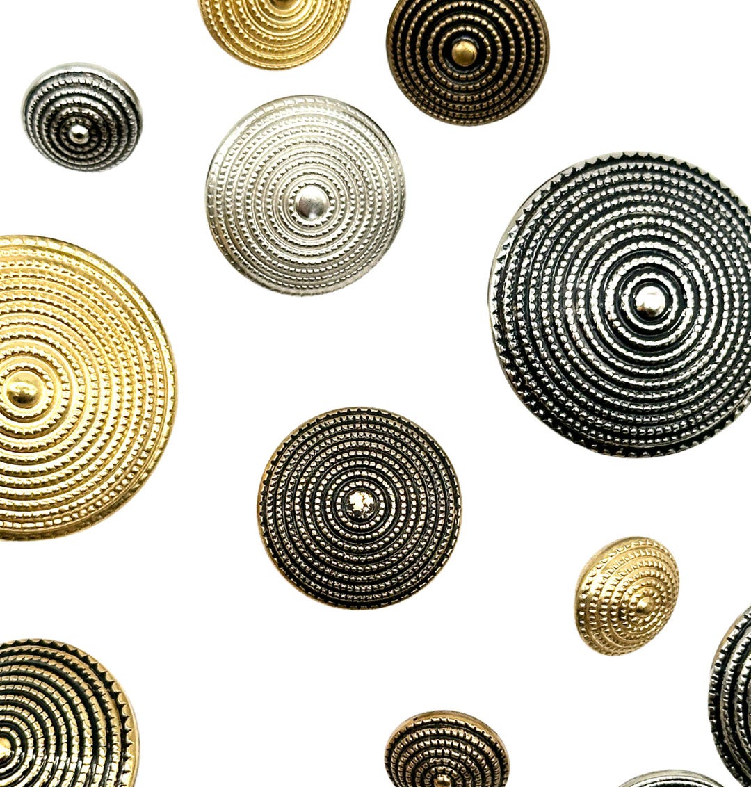 12 Vintage Art Deco Buttons: Textured Metal Spiral Shank, USA Made - Etsy