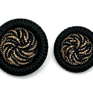 Set of 3 Vintage Black and Gold Braided Shank Buttons | Antique ...