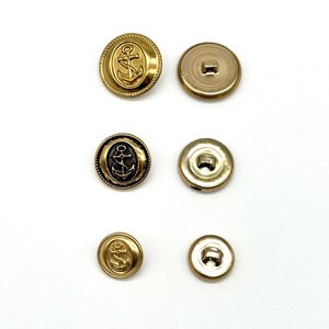 12 Pcs Vintage Anchor Shank Buttons - Metal, Rope Rim, 3 Sizes | Sewing ...