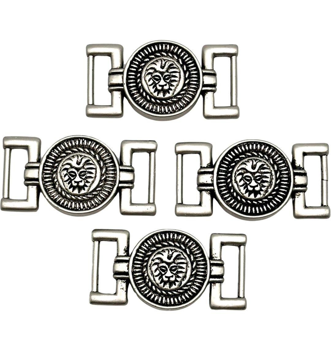 Lion Head Antique Silver Vintage Decorative Buckle | Metal Shank ...