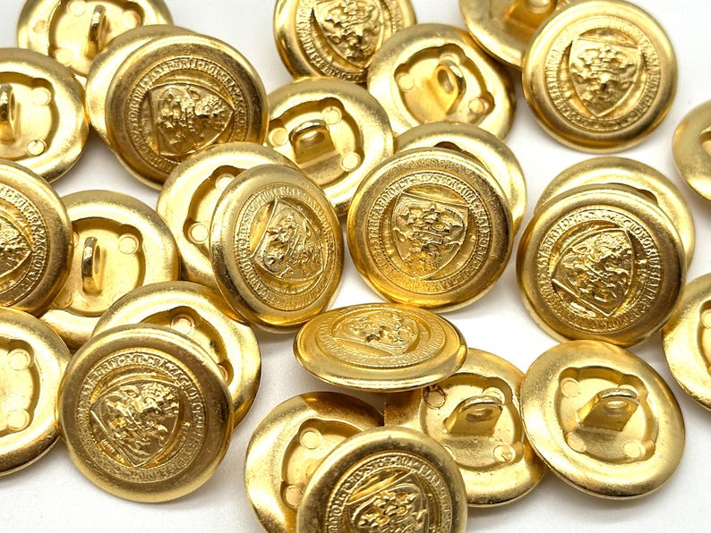 Vintage Gold Coat of Arms Buttons: Metal Shank Design, Set of 12 - Etsy
