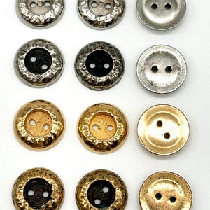 6 Pcs Vintage "hammered" Look 2-hole Metal Buttons | Decorative Gold ...