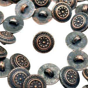 12 Pcs Vintage Shank Buttons Art Deco Design Antique Copper | ABS ...