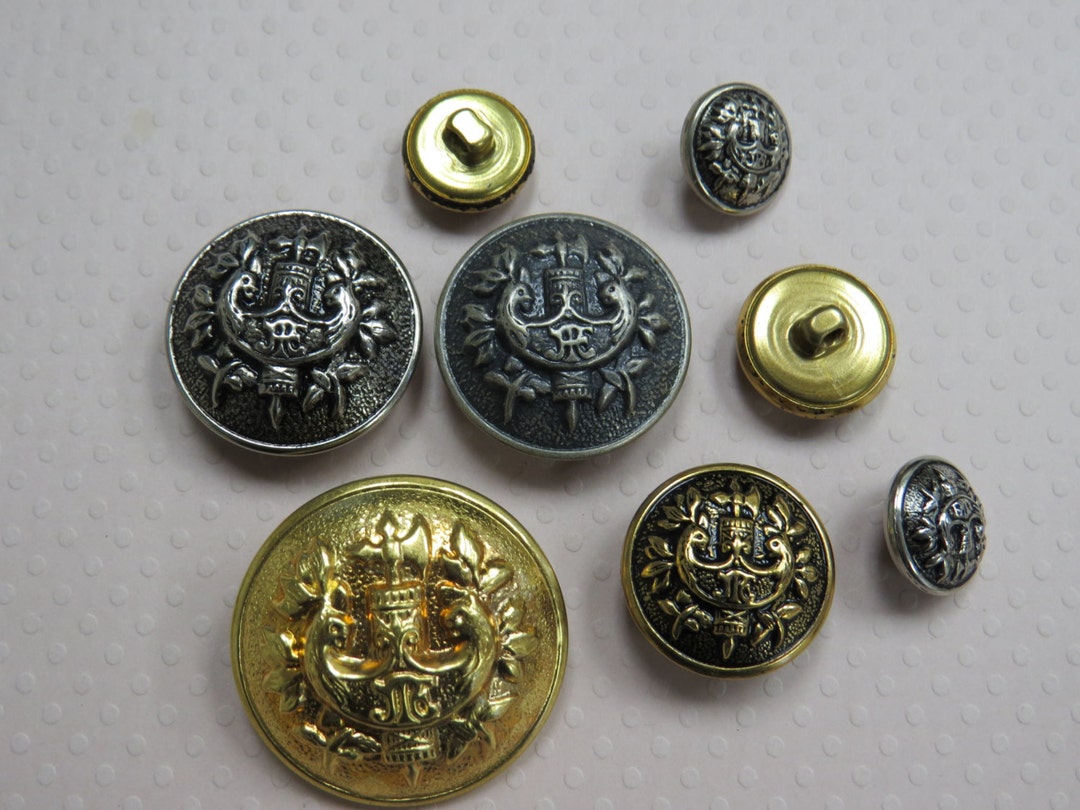 6 Buttons1 Package Vintage coat of Arms Metal Shank Buttons 6076/K1727 ...