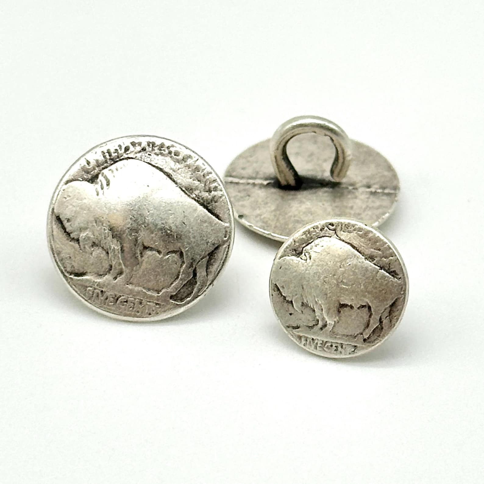 Vintage Buffalo Nickel Buttons: Antique Silver/brass, 15mm I227 (set of ...